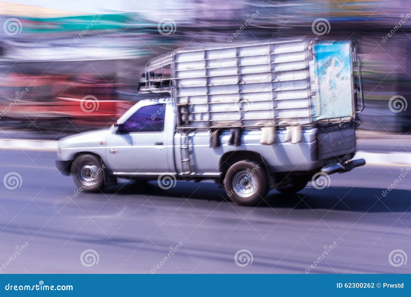 Pick-up Speeding in road stock photo. Image of effect - 62300262