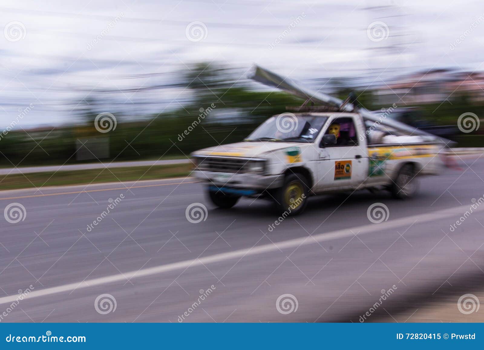Pick-up Speeding in road stock image. Image of diversity - 72820415