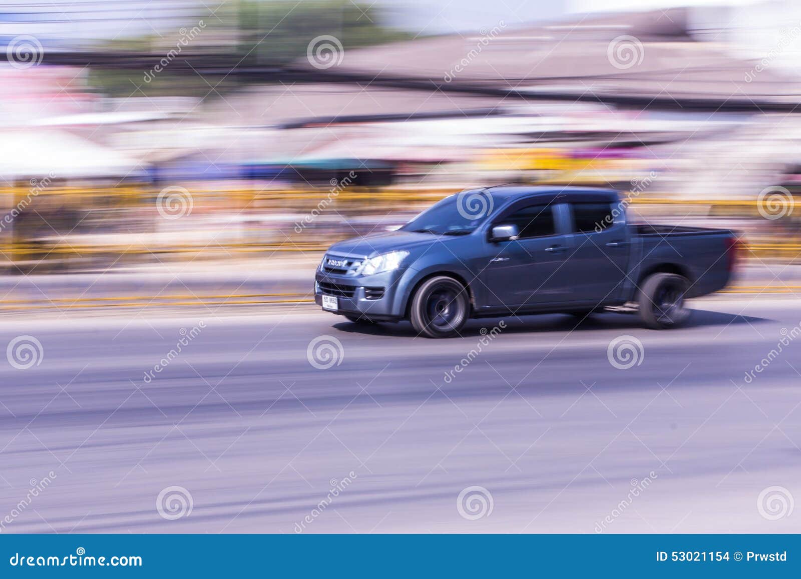 Pick-up Speeding in road stock photo. Image of automobile - 53021154
