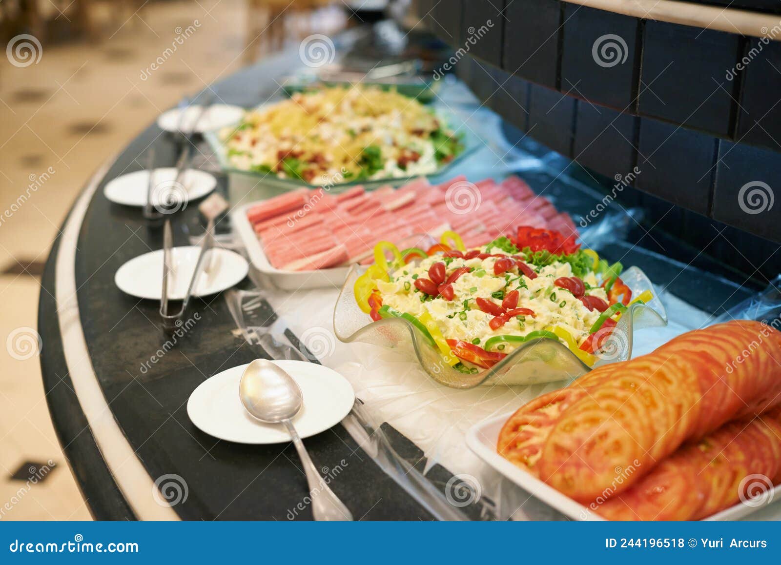 Pick Your Dish. a Selection of Dishes on a Rotating Buffet Counter ...