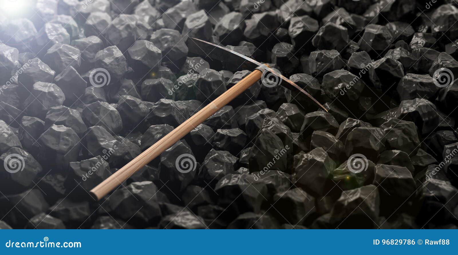Pickaxe on Black Rocks Background. 3d Illustration Stock Illustration ...
