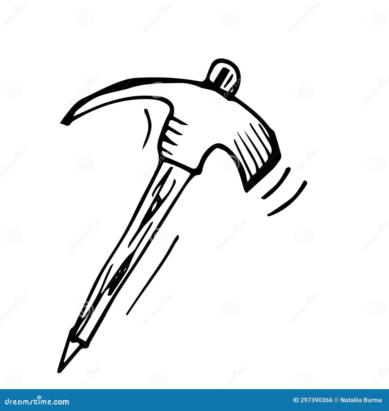 Pickaxe, Doodle Forest Camping Design Elements. Hand Drawn Vector ...