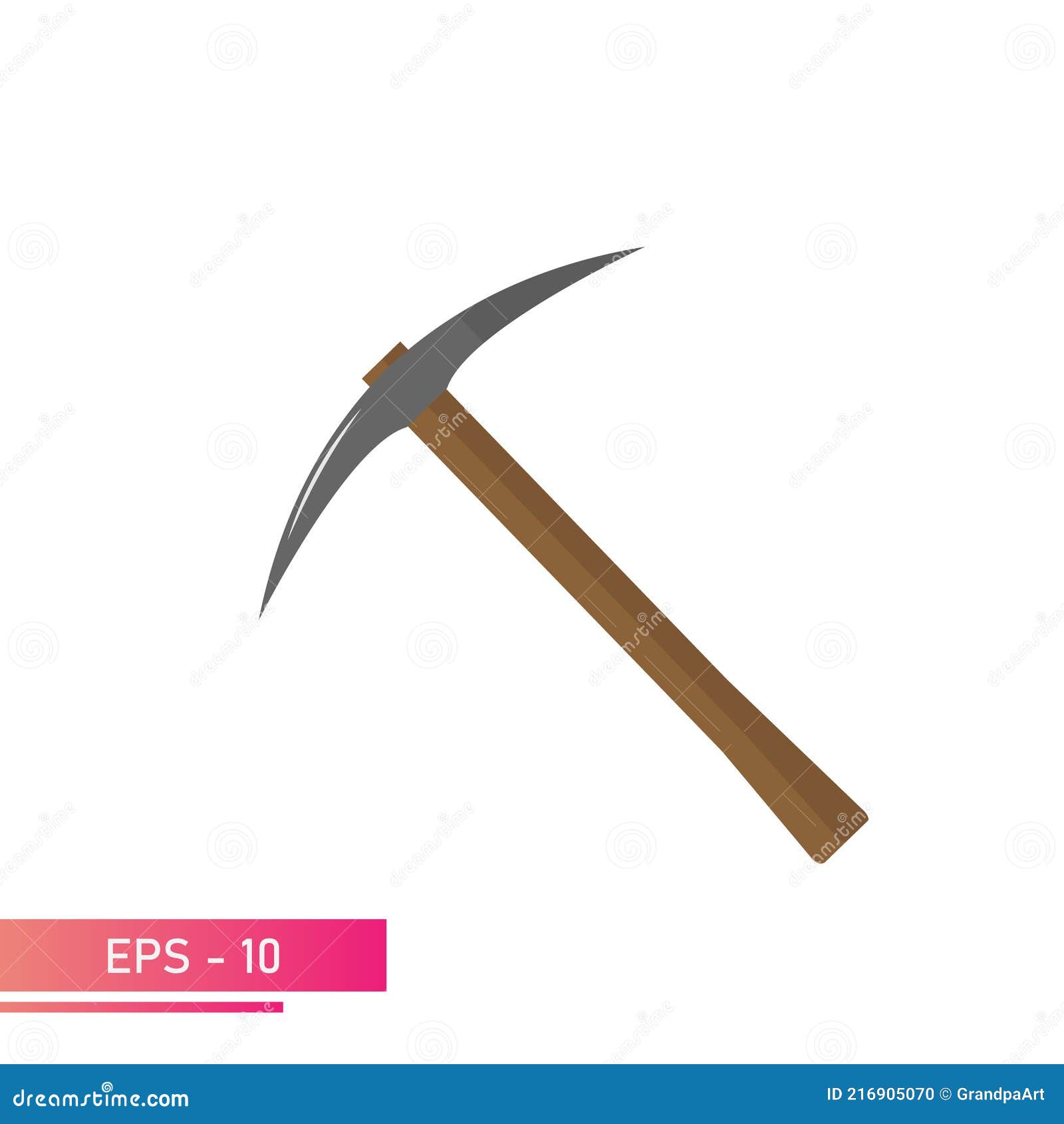 A Pickaxe for Gold Diggers with a Wooden Handle. Realistic Design. on a ...