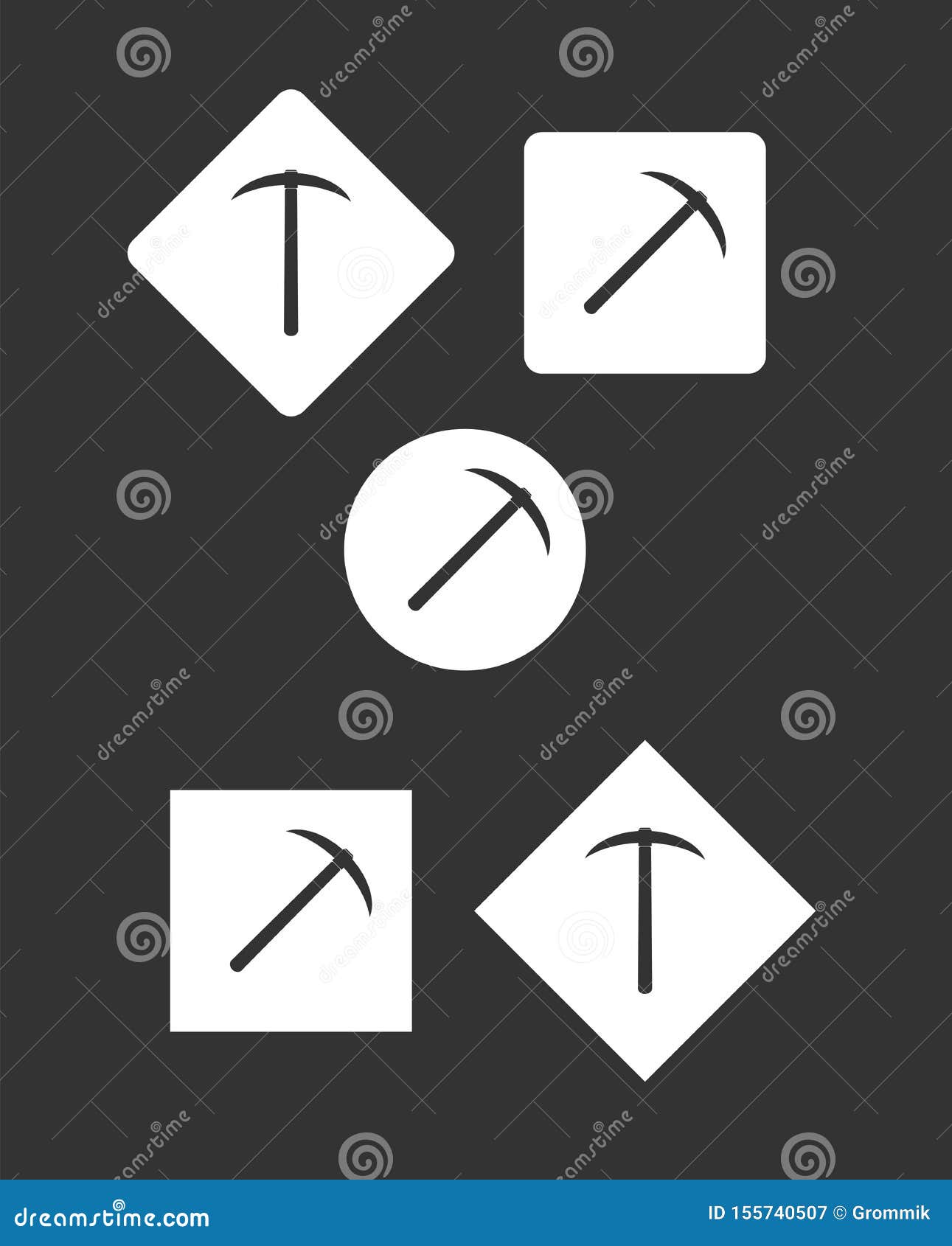 Pick Icon on White Square and Circle, Simple Flat Design Stock Vector ...