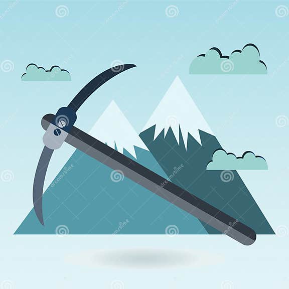 Pickaxe mountain stock vector. Illustration of badge - 54809715