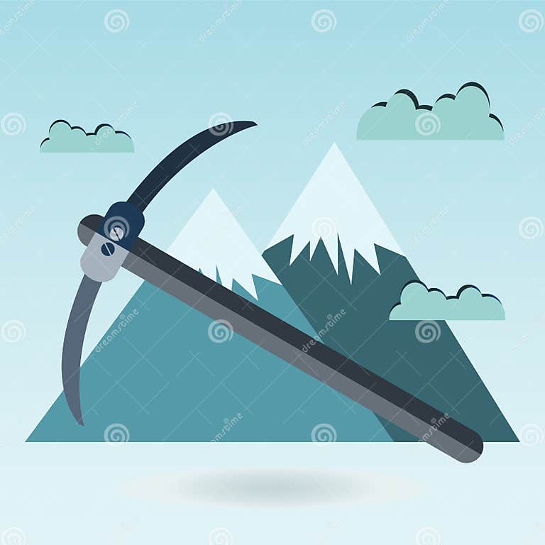 Pickaxe mountain stock vector. Illustration of badge - 54809715
