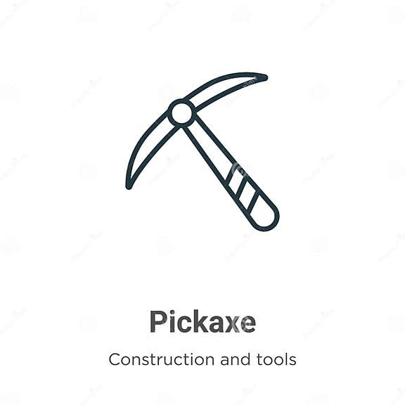 Pickaxe Outline Vector Icon. Thin Line Black Pickaxe Icon, Flat Vector ...