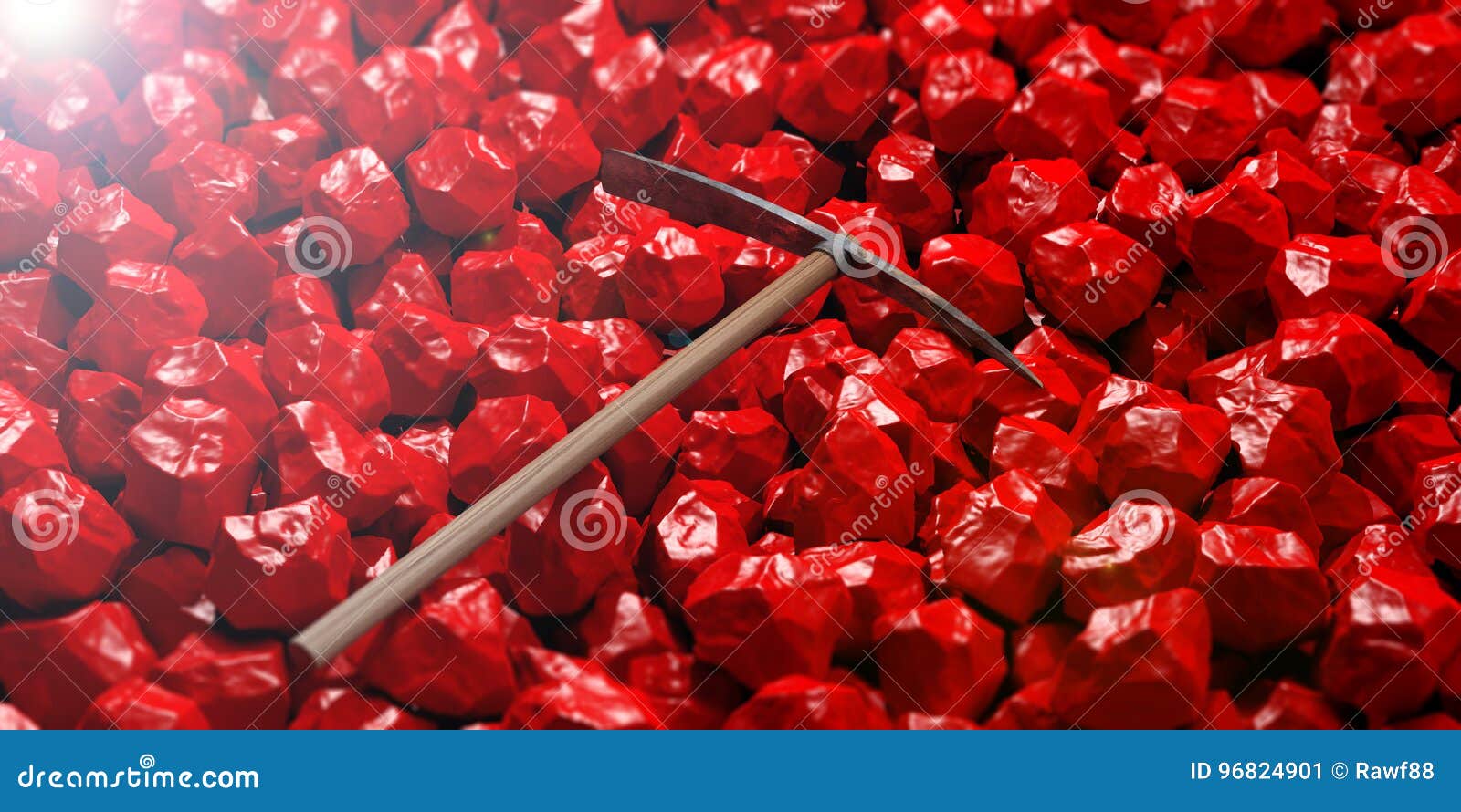 Pickaxe on Red Stones Background. 3d Illustration Stock Illustration ...
