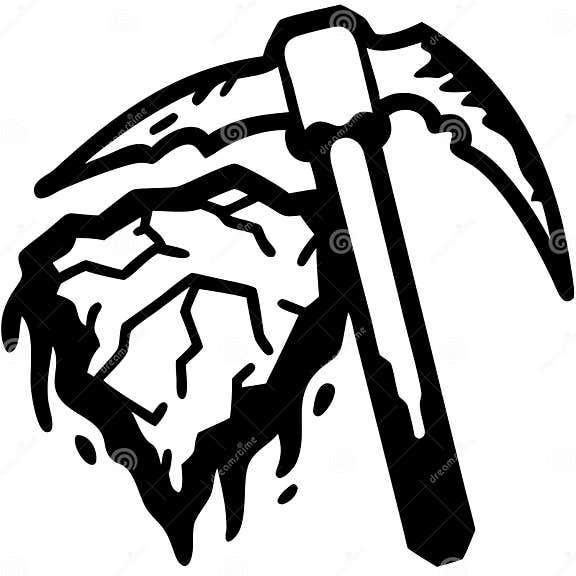 Pickaxe and Rock Vector Illustration for Mining and Geology Designs ...