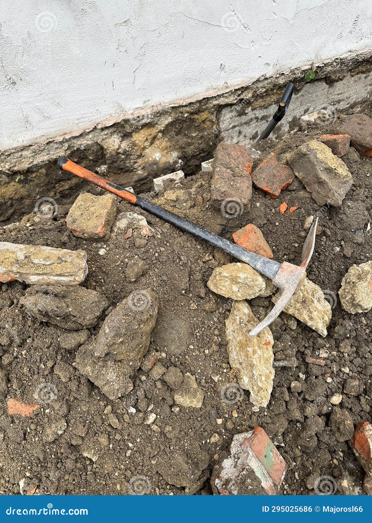 Pickaxe at the Scene of a Construction Site Stock Photo - Image of ...