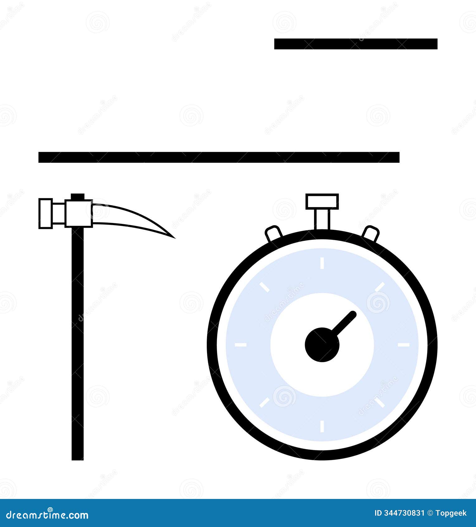 Pickaxe and Stopwatch with Horizontal Bars - Symbolizing Time and ...