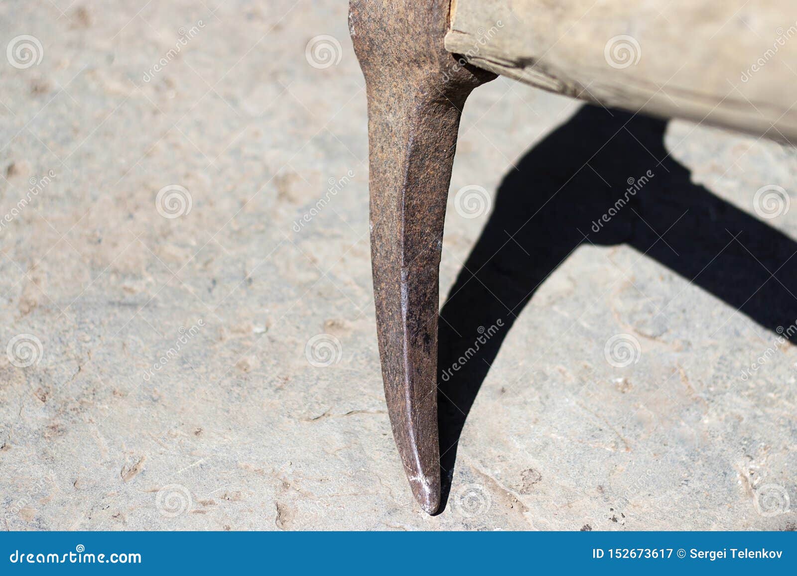 The Pickaxe Tool Hits the Stone. Extraction of Stone and Iron Ore with ...