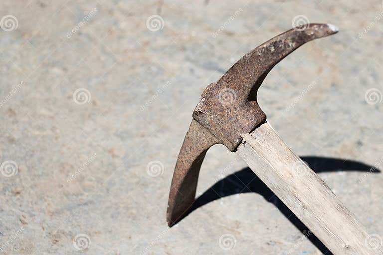 The Pickaxe Tool Lies Striking a Stone. Extraction of Stone Iron Pick ...