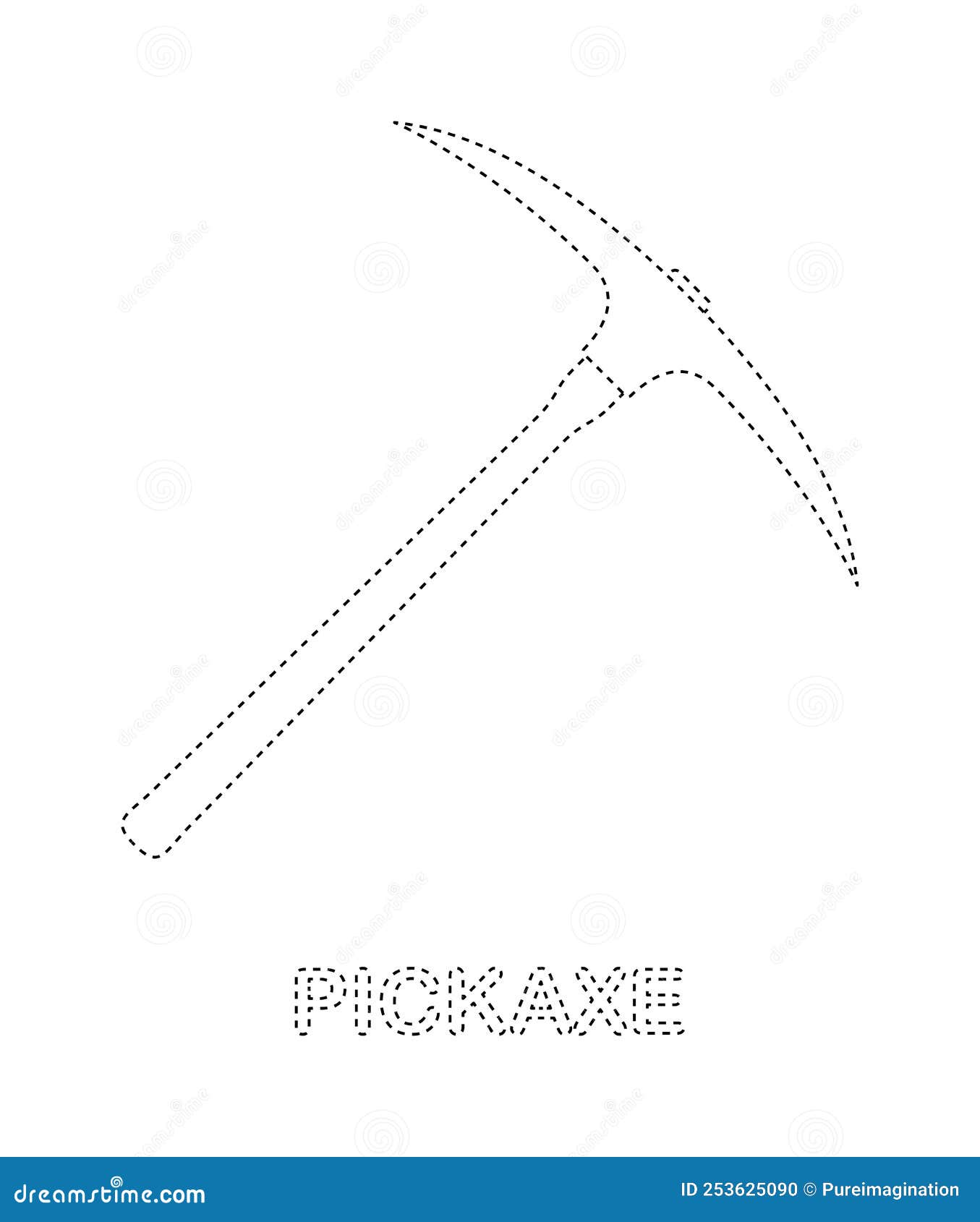 Pickaxe Tracing Worksheet for Kids Stock Vector - Illustration of child ...