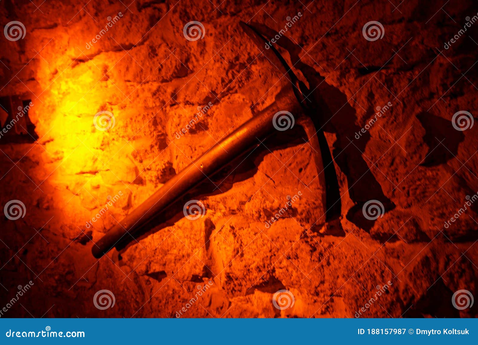 Pickaxe on the Wall in Cave. Working Tool in Mine Slaughter Stock Image ...