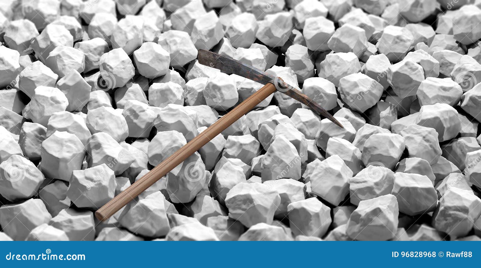 Pickaxe on White Rocks Background. 3d Illustration Stock Illustration ...