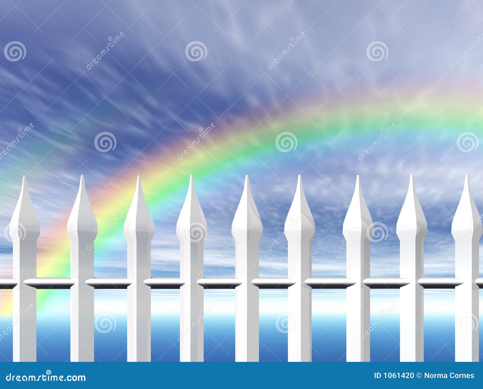Picket fence and rainbow stock illustration. Illustration of background ...