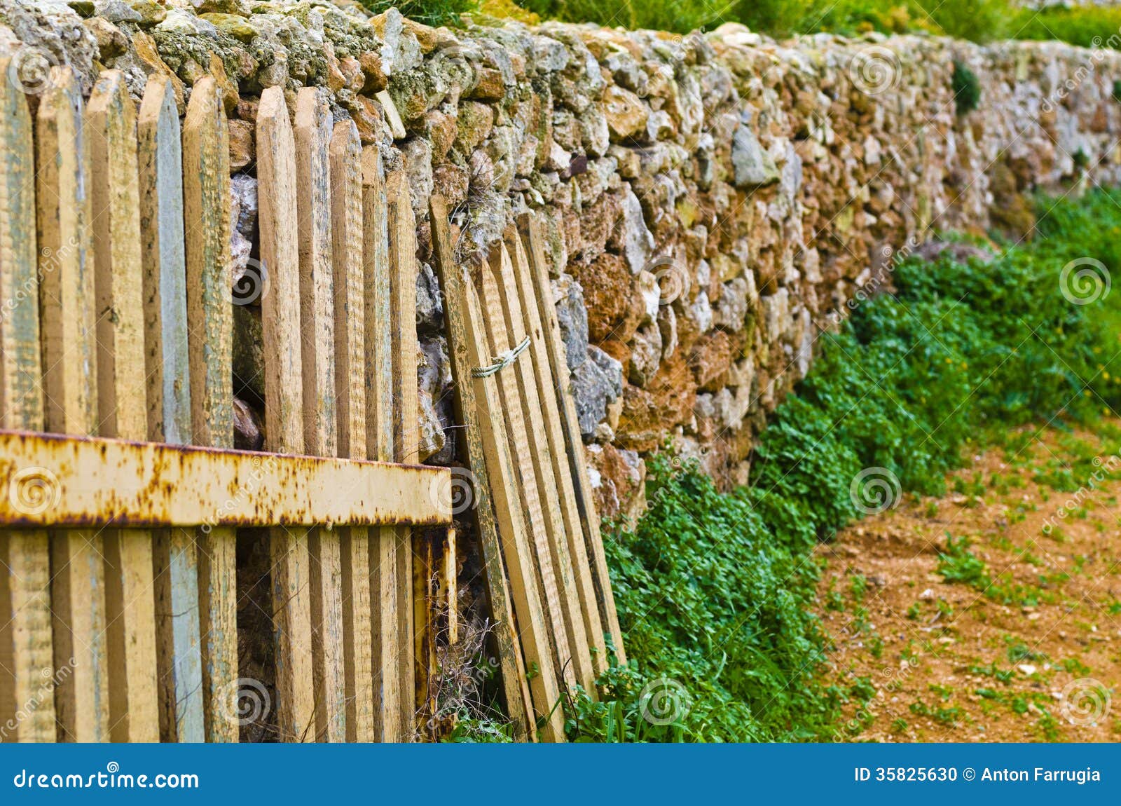 Picket Fences and Stone Wall, Malta Stock Photo - Image of wooden ...