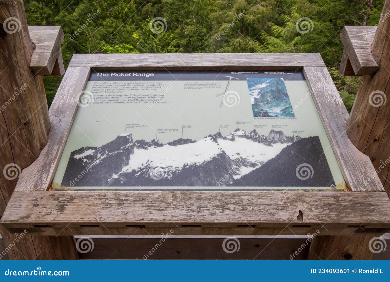 The Picket Range Information Board at North Cascades National Park in ...