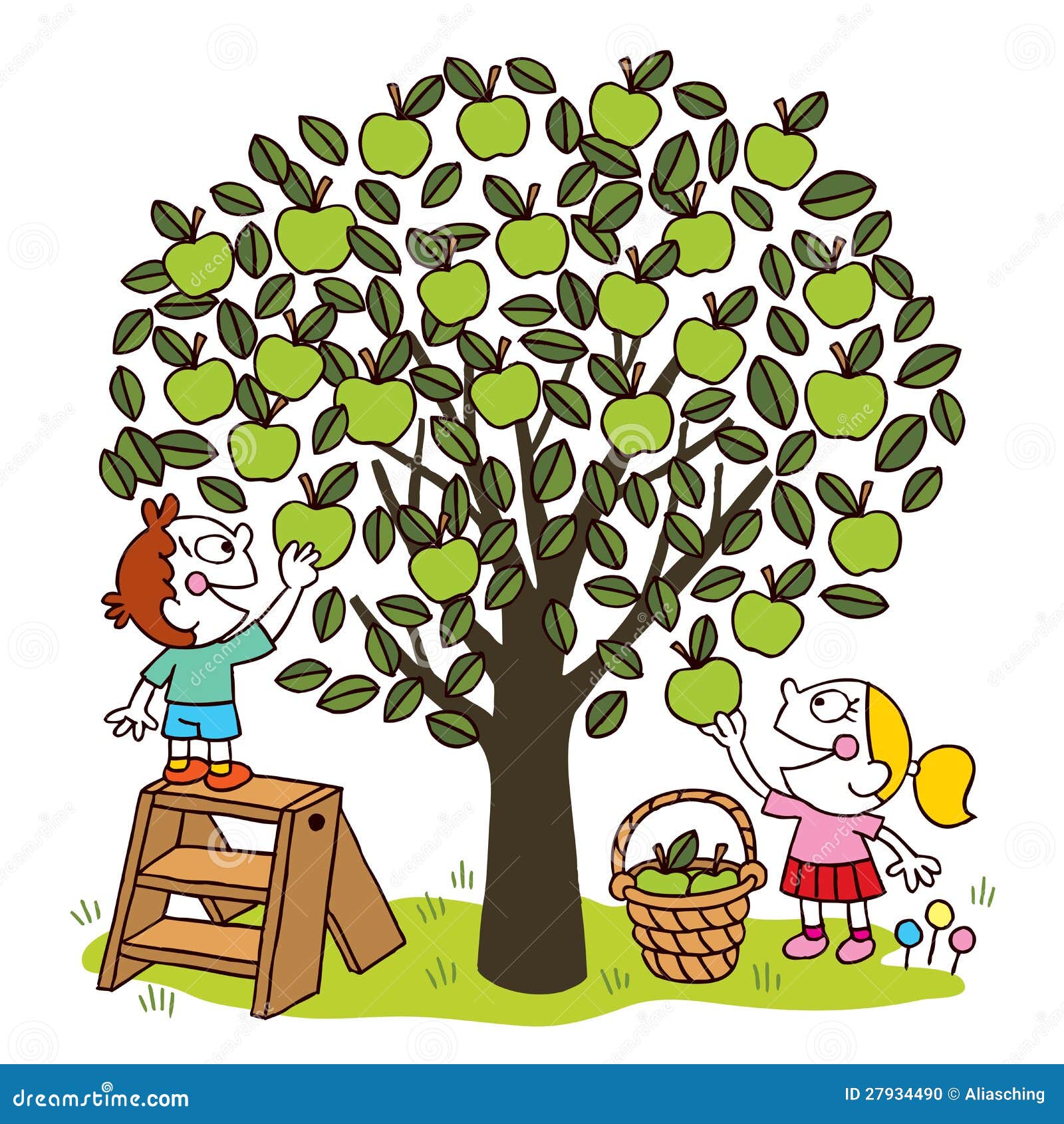 Picking apples stock vector. Illustration of color, agricultural - 27934490