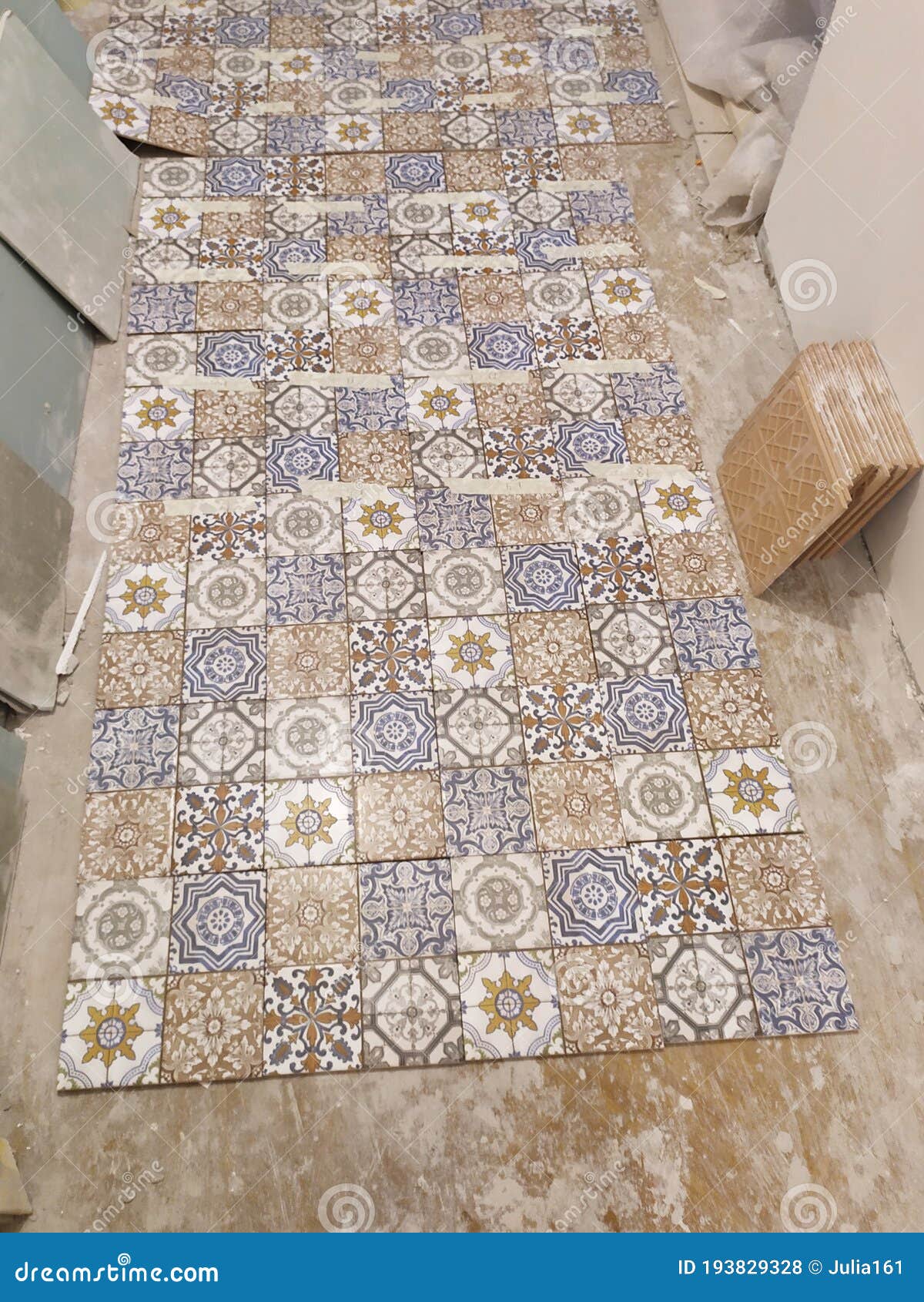 Picking Ceramic Tiles for Mosaic Wall Stock Photo - Image of floor ...