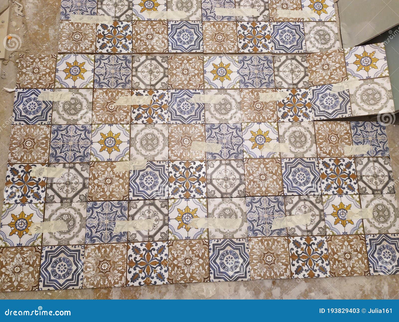 Picking Ceramic Tiles for Mosaic Wall Stock Image - Image of wooden ...