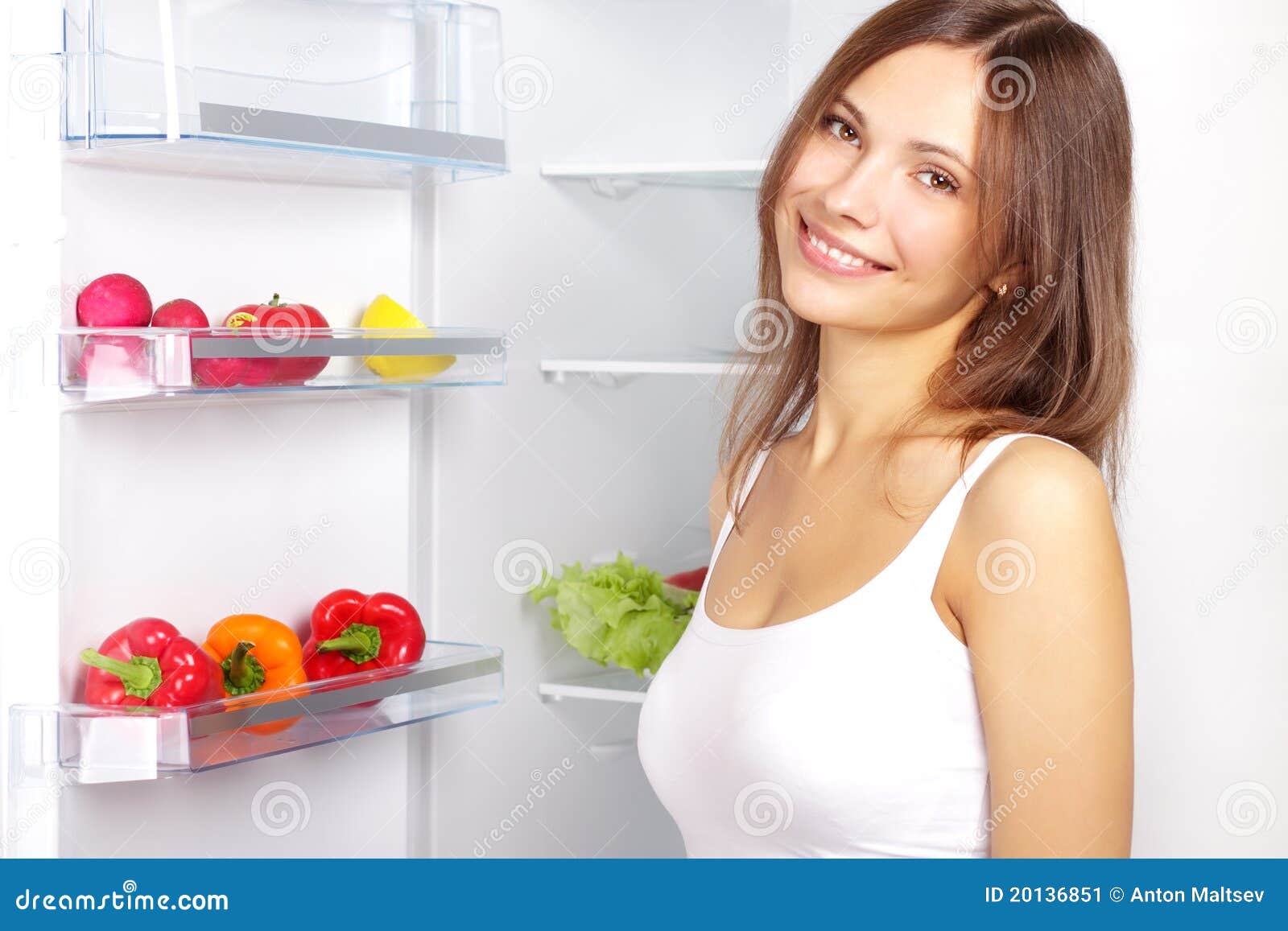 Picking food from fridge stock image. Image of fruits - 20136851