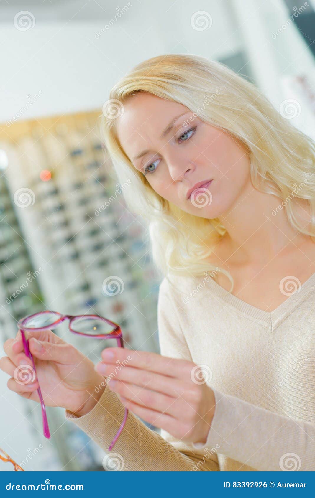 Picking Out New Pair Glasses Stock Photo - Image of adult, customer ...