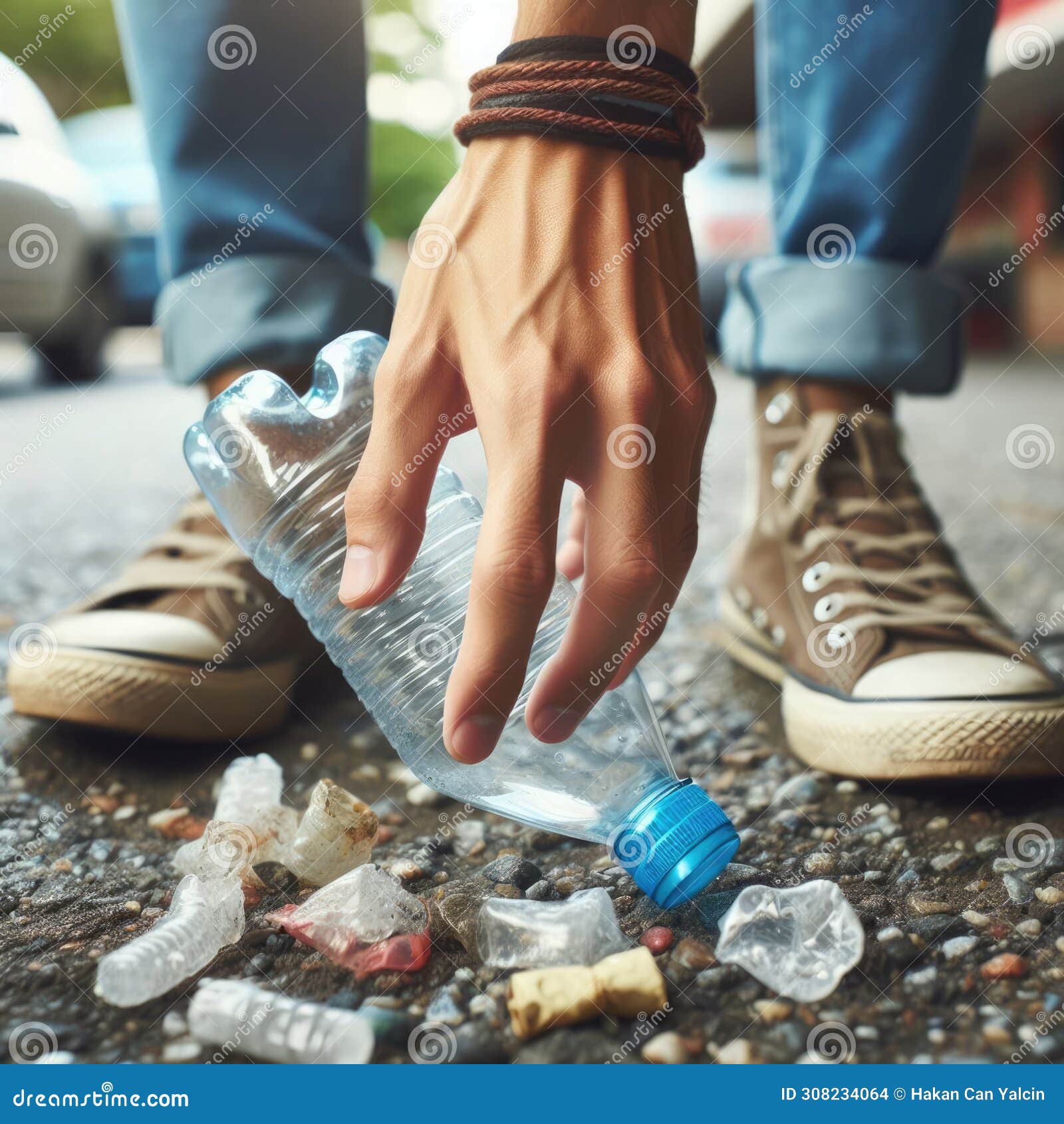 Picking Plastic Bottle Up, Keeping Environment Clean and Ecology ...