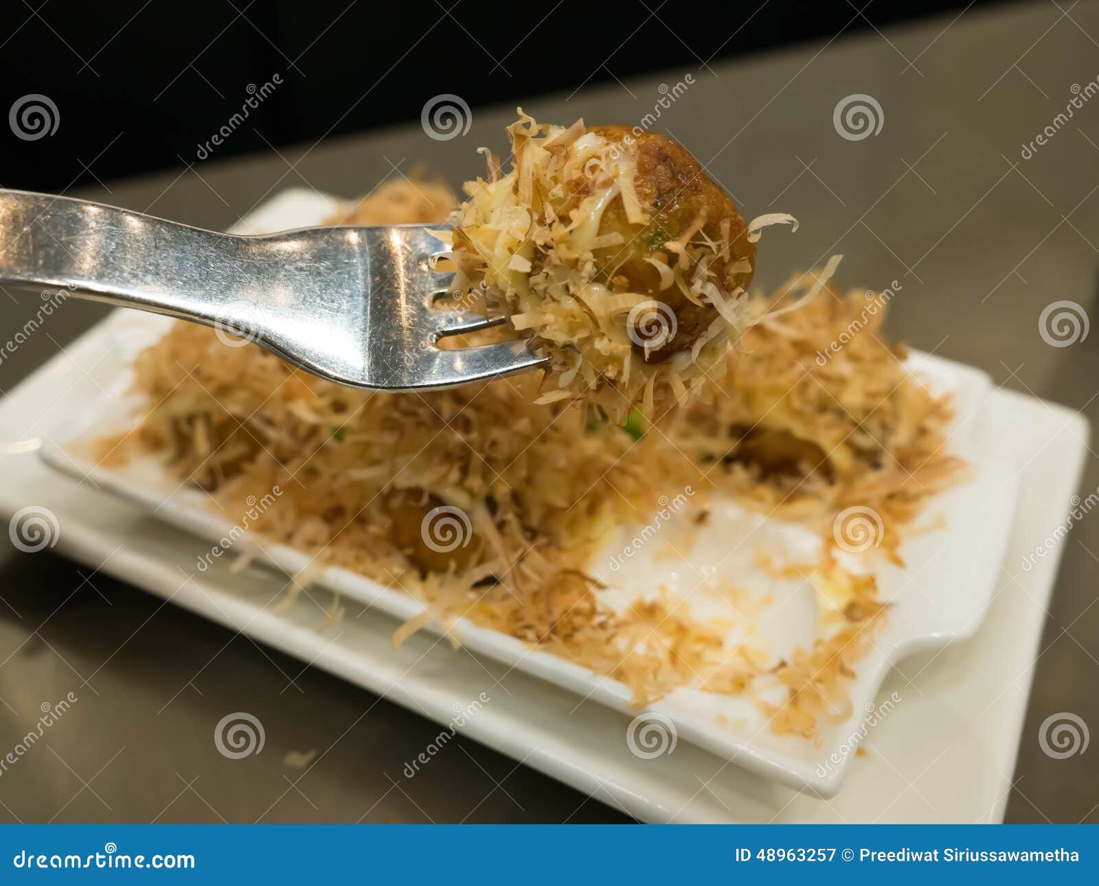 Picking Tako Yaki stock image. Image of battered, octopus - 48963257
