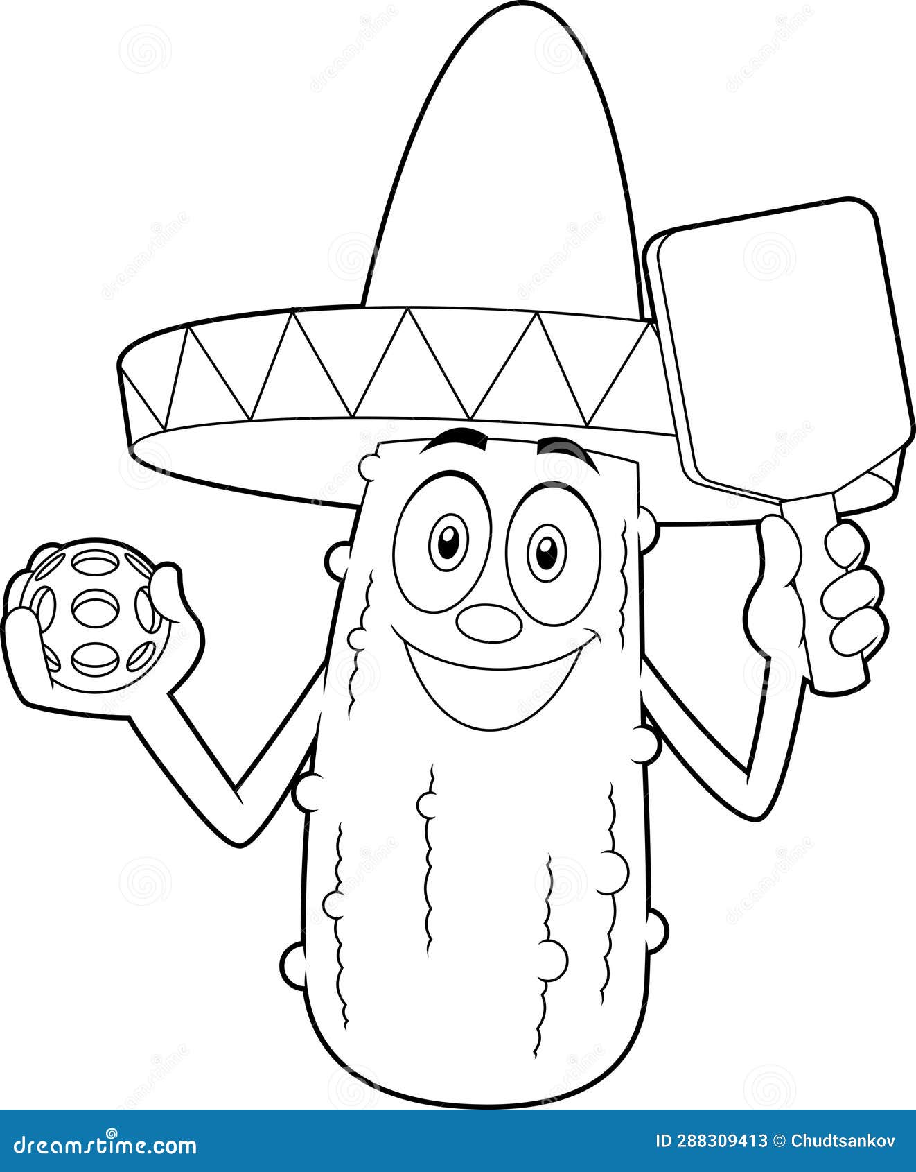 Pickleball Coloring Page For Kids Cartoon Vector | CartoonDealer.com ...