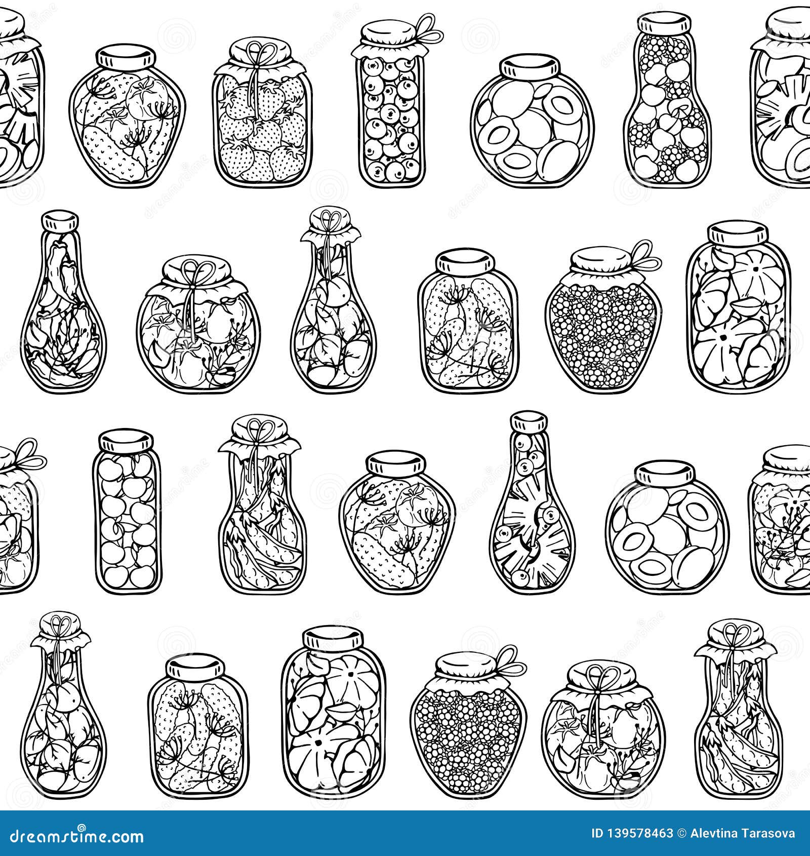 Pickle jars pattern sketch stock vector. Illustration of pack - 139578463