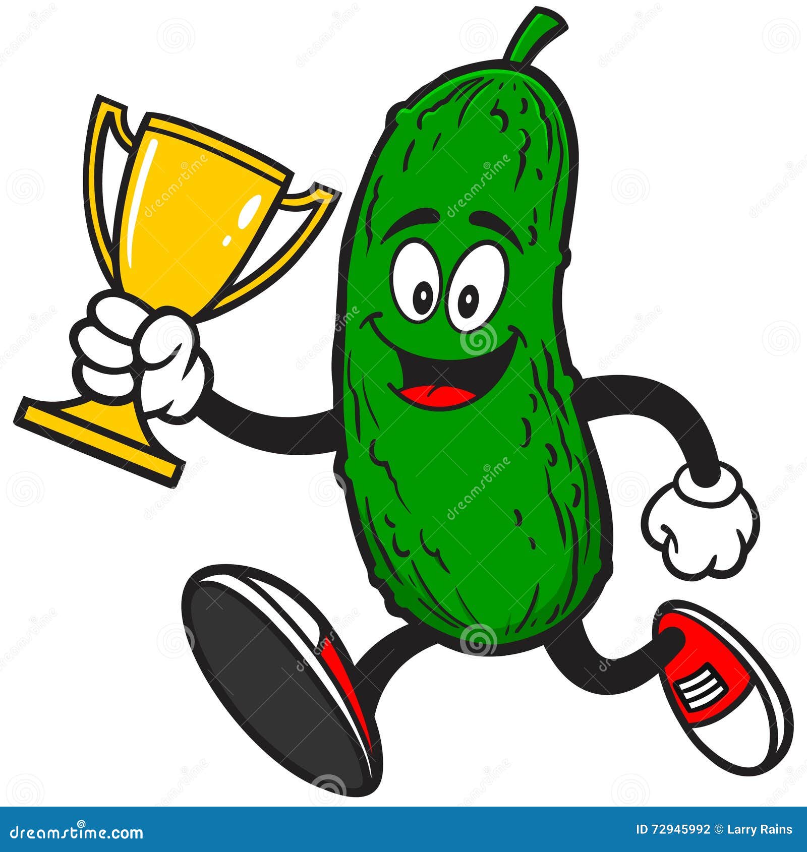 Pickle Running with Trophy stock vector. Illustration of cucumber ...