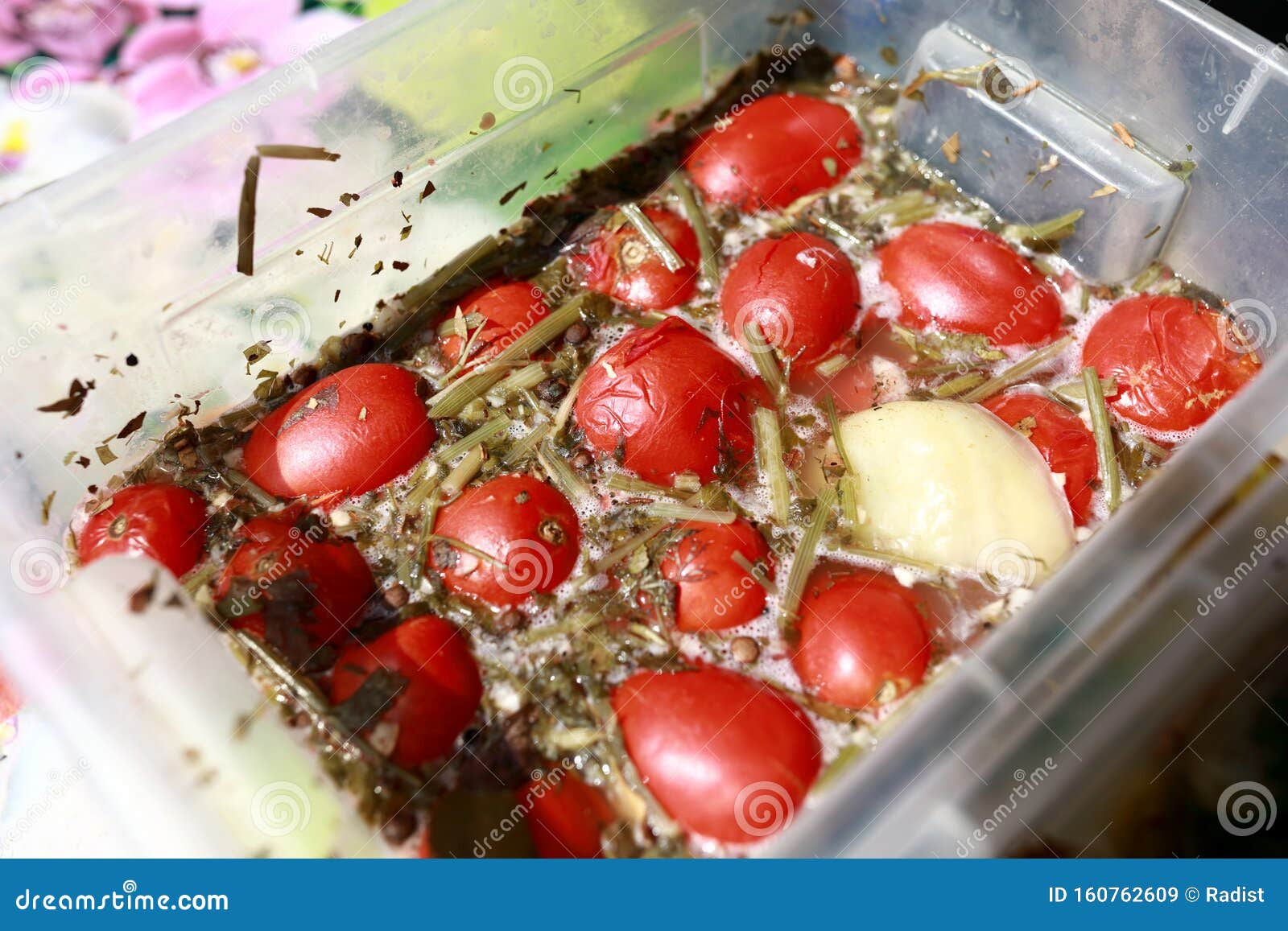 Pickle tomatoes in brine stock image. Image of preserved - 160762609