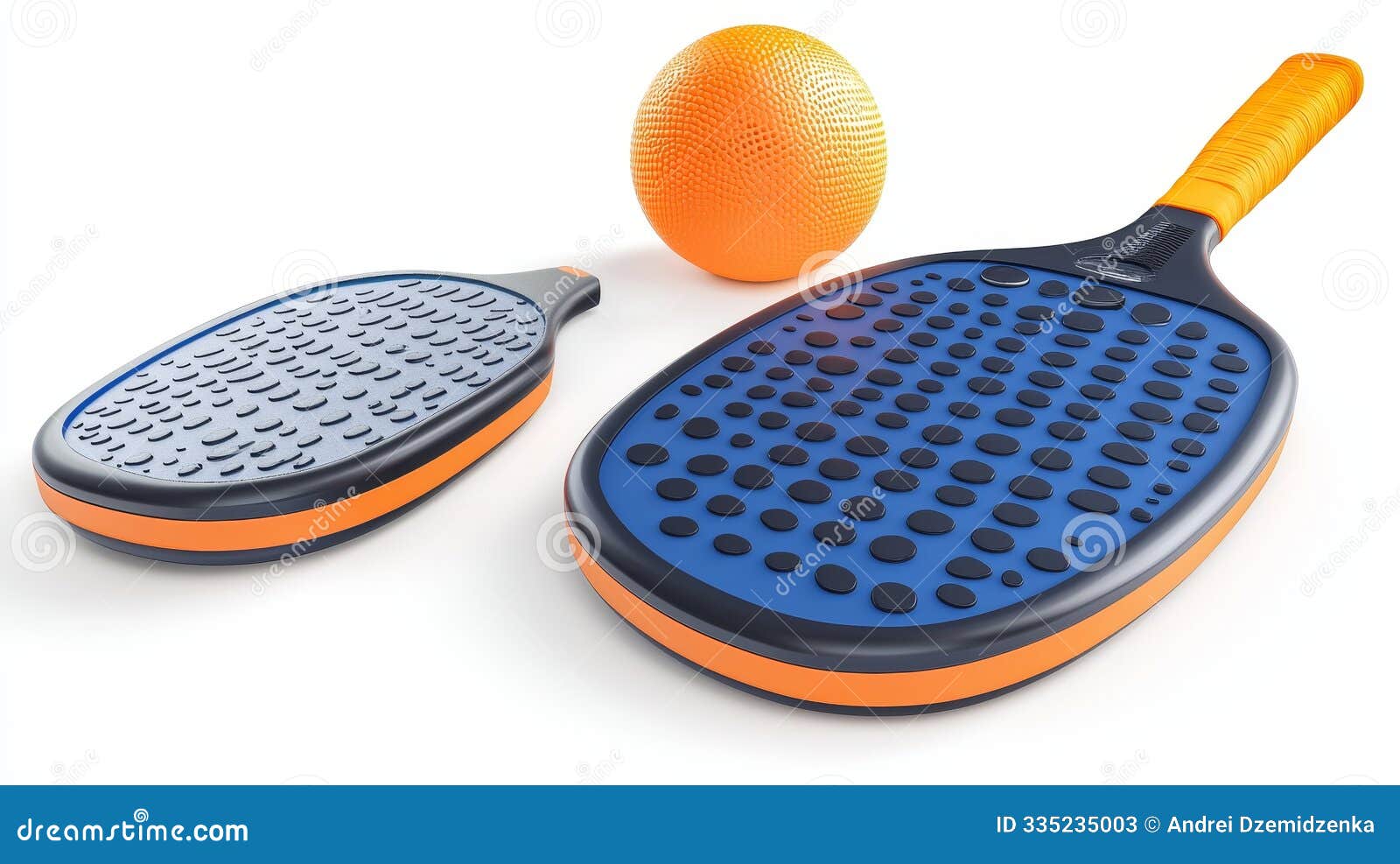 Pickleball Ball with Holes and Two Paddle Rackets on Transparent ...
