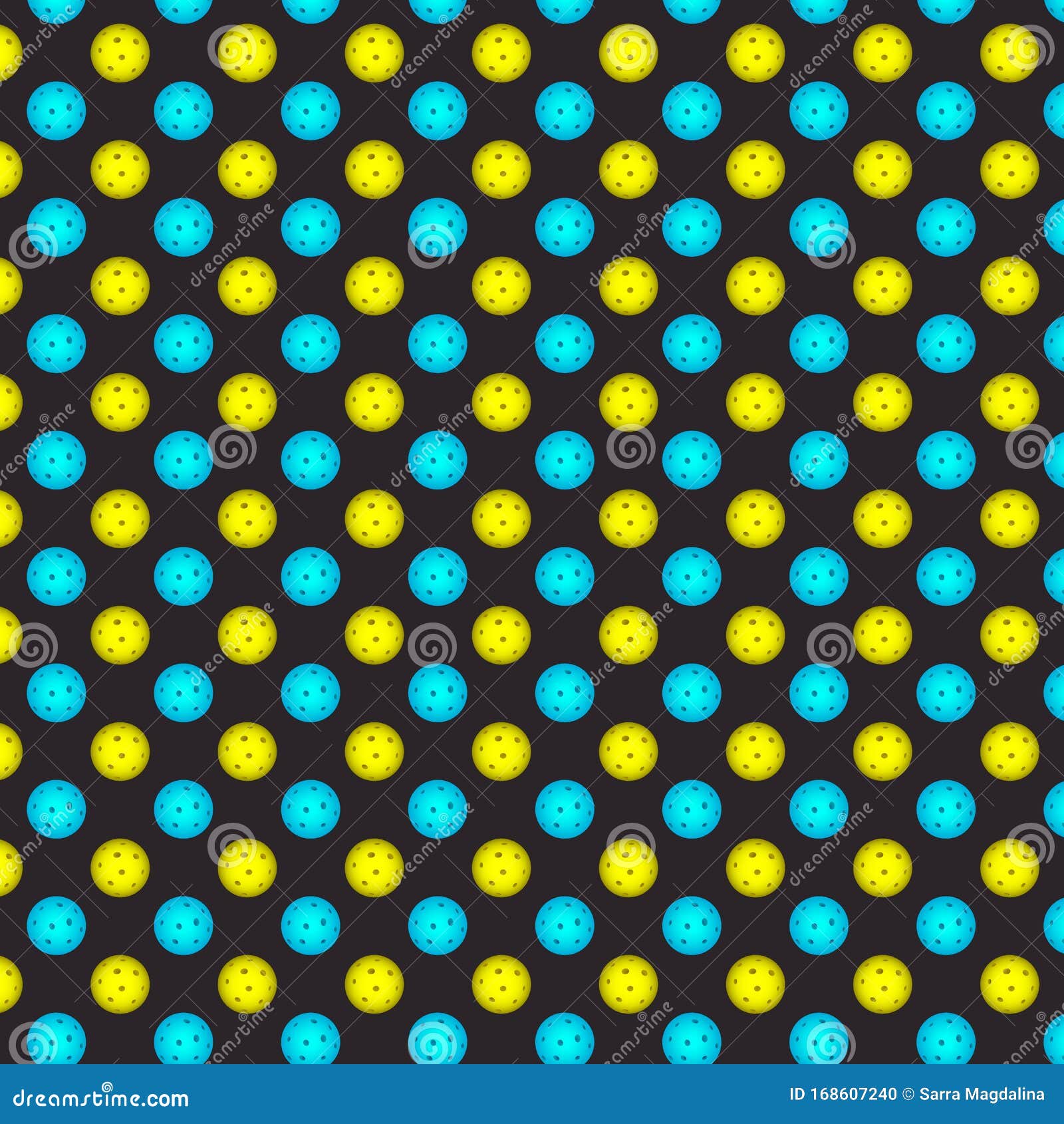 Pickleball Ball . Pattern with Yellow and Blue Pickleball Balls on the ...