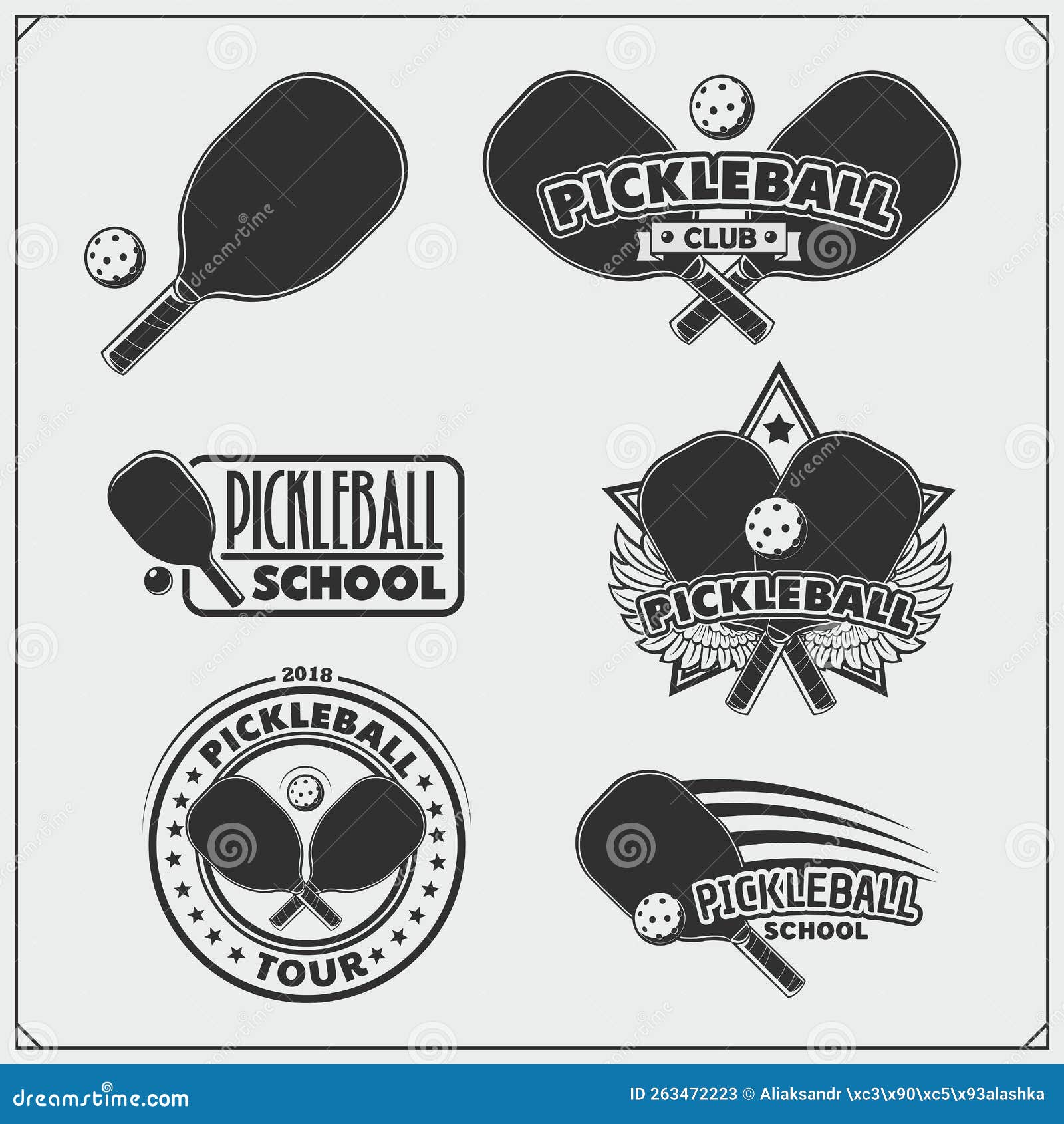 Pickleball Labels, Emblems, Badges, Design Elements and Silhouette of ...