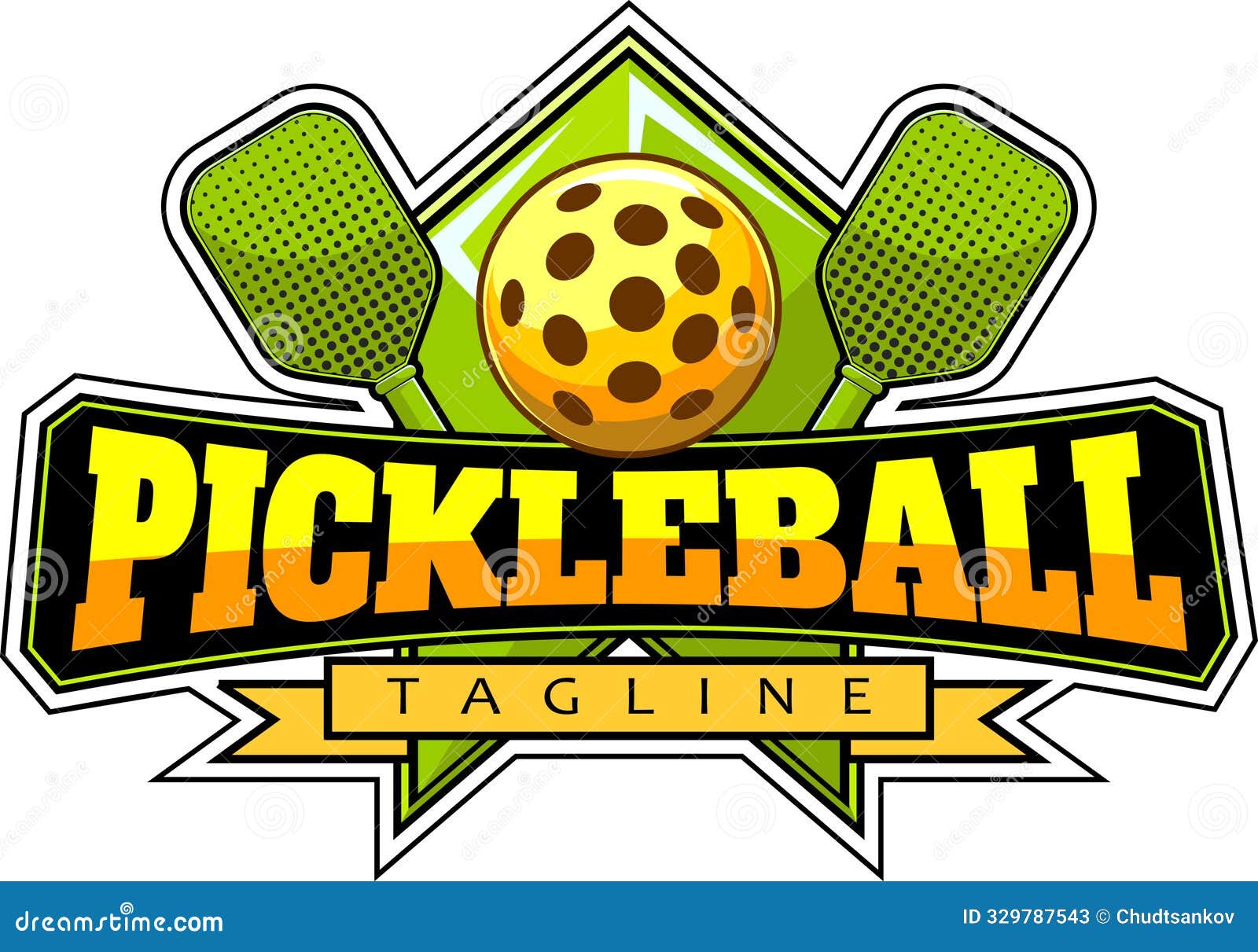 PickleBall Graphic Design Logo with Crossed Paddles and Ball Stock ...