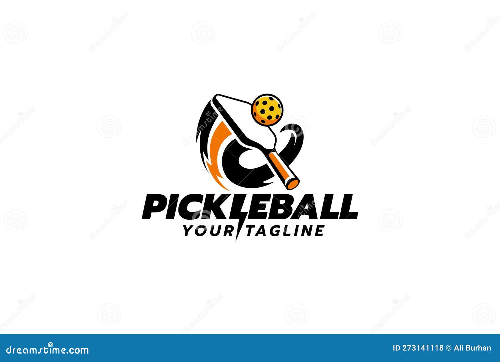Pickleball Logo with a Combination of Paddle, Ball and Lightning As the ...