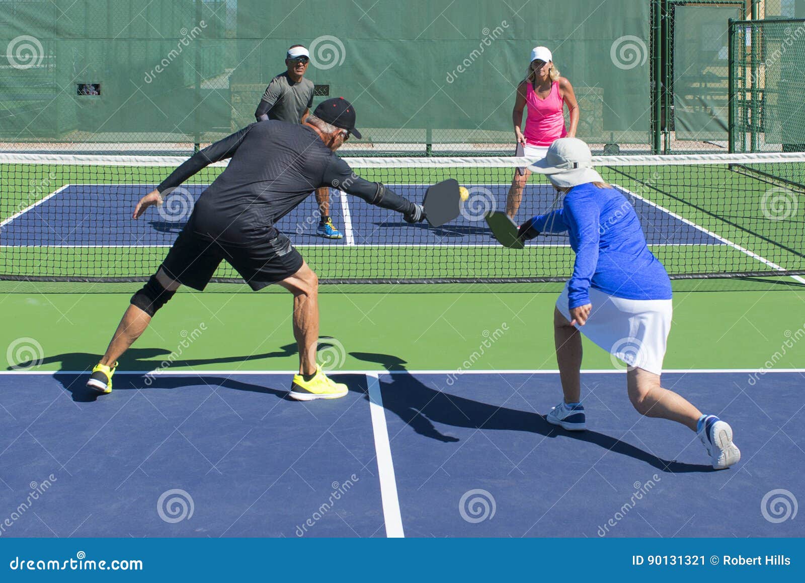 Pickleball - Mixed Doubles Action Stock Image - Image of ball, sports ...