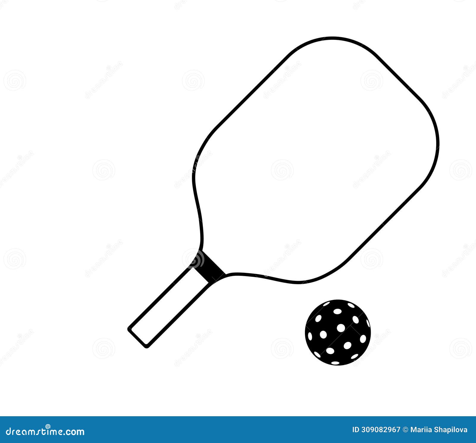 Pickleball Paddle Line Icon with Ball Stock Vector - Illustration of paddle, tennis: 309082967