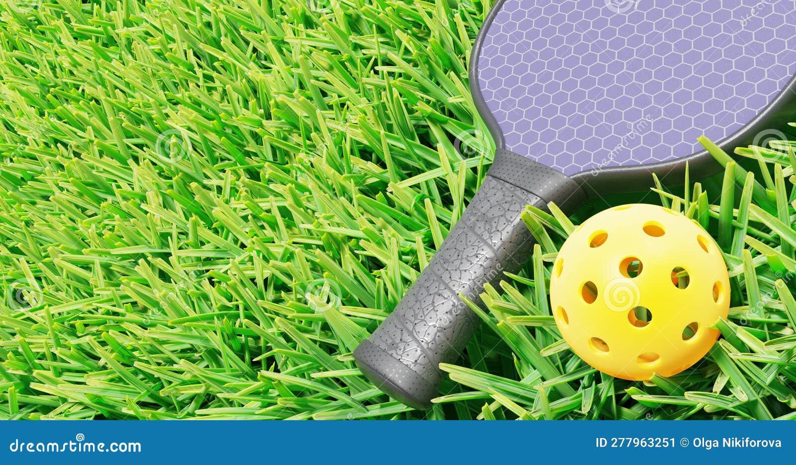 Pickleball. Part of Racket and Ball on Lawn Stock Illustration ...