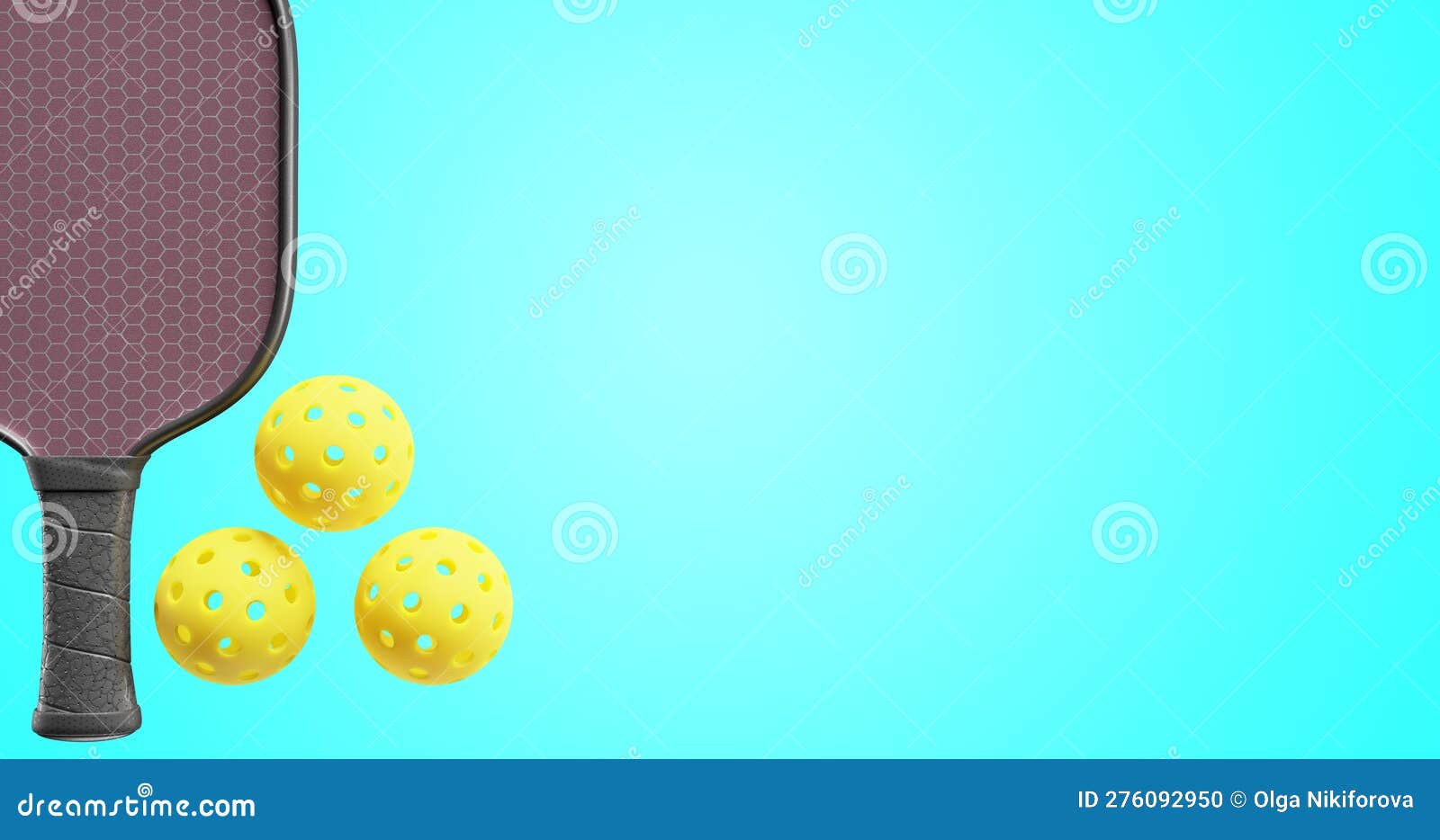 Pickleball Part of a Racket and Sports Balls. 3d Rendering Stock ...