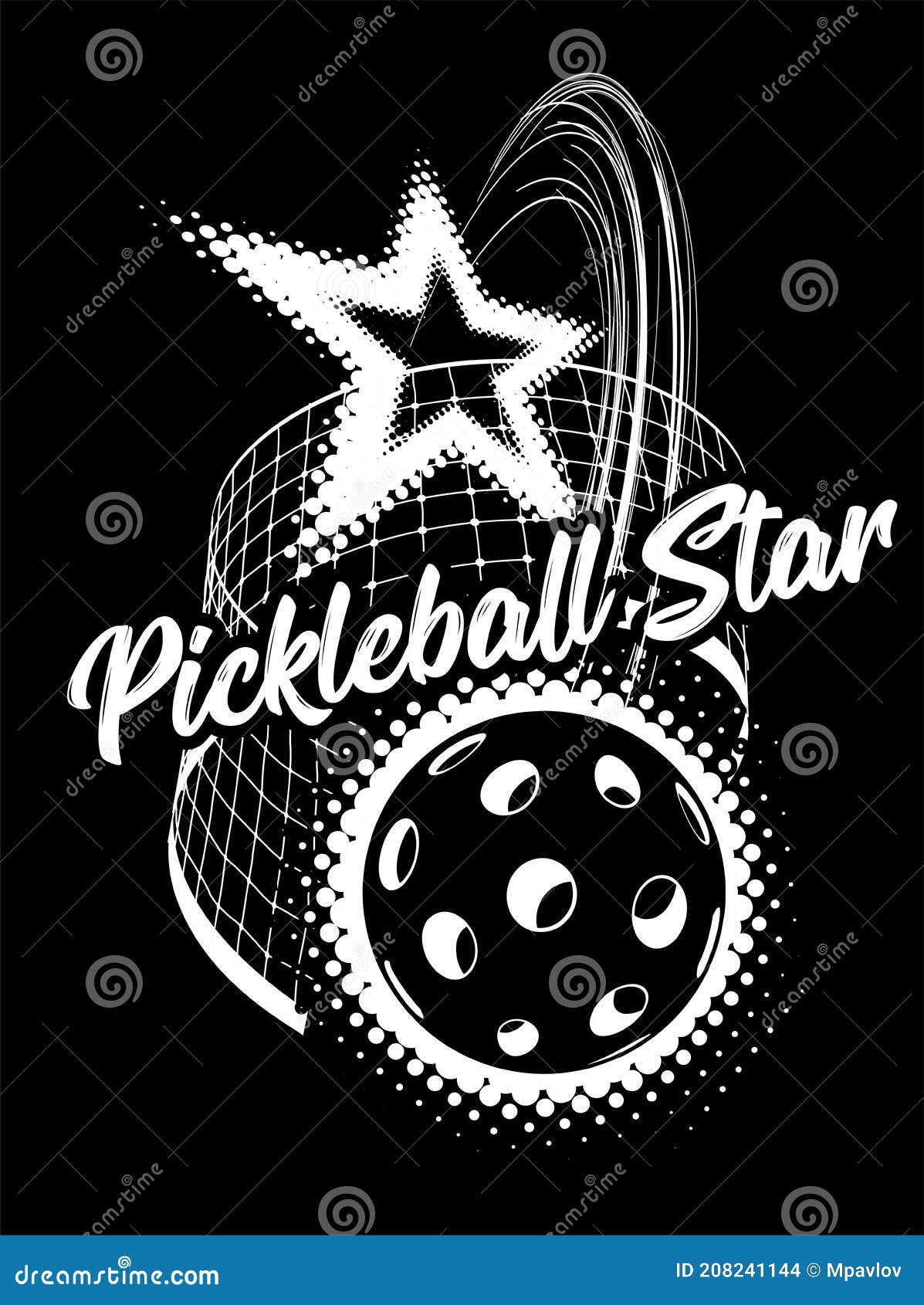 Pickleball With Star Vector Illustration Isolated On White Background ...