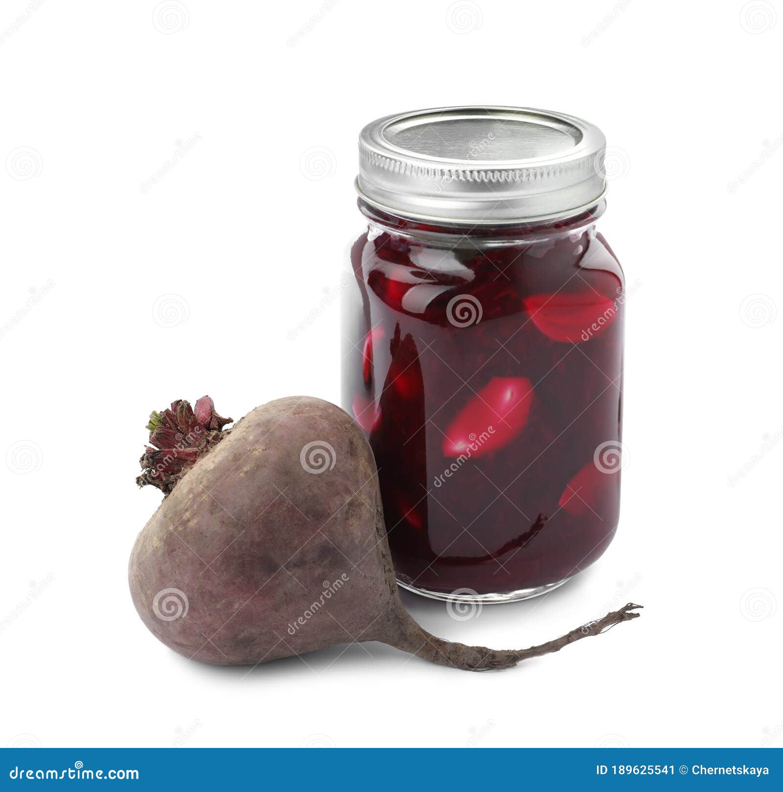 Pickled Beets in Glass Jar and Fresh Vegetable Isolated Stock Image ...