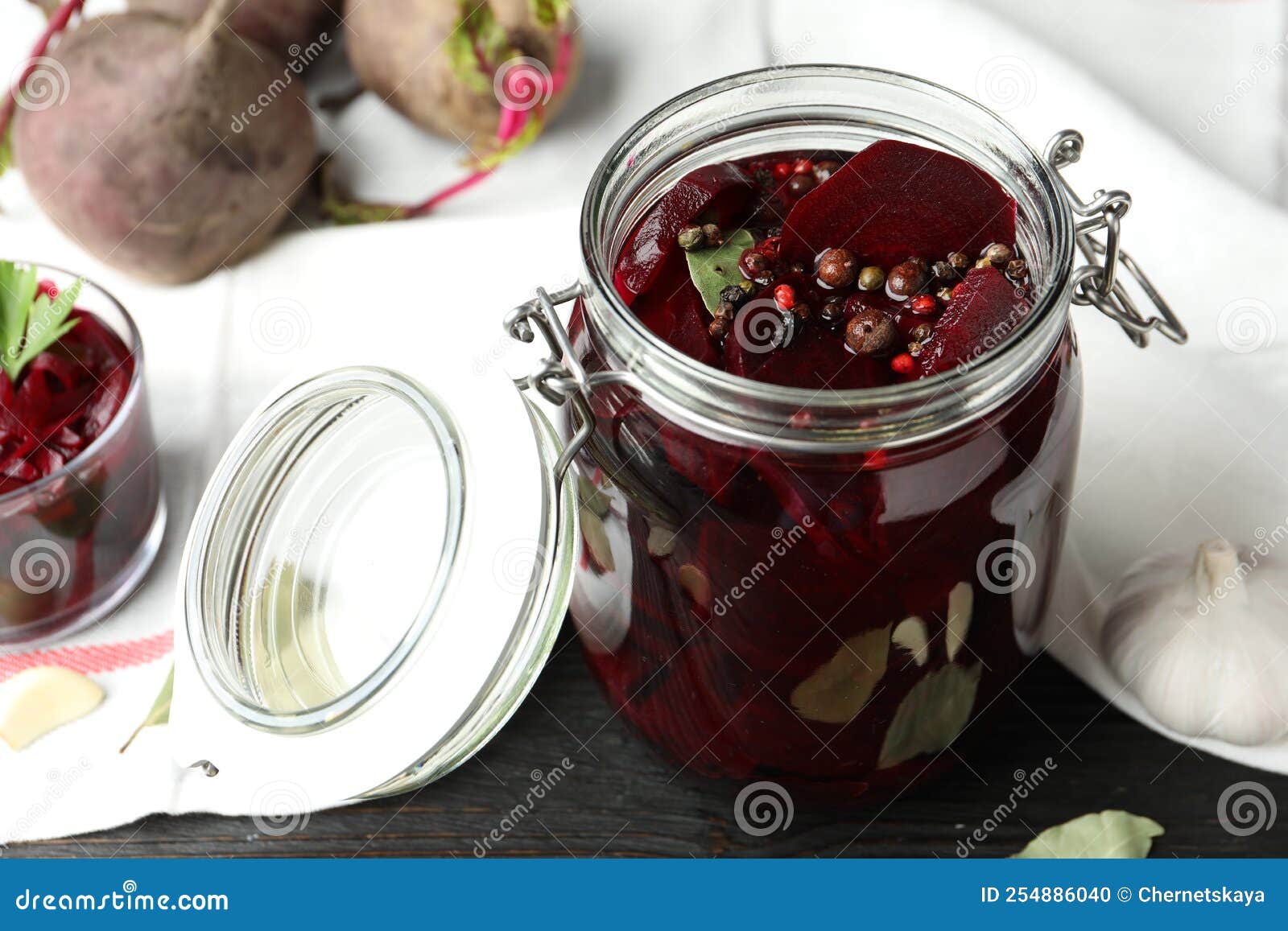 Pickled beets in glass jar stock photo. Image of cuisine - 254886040