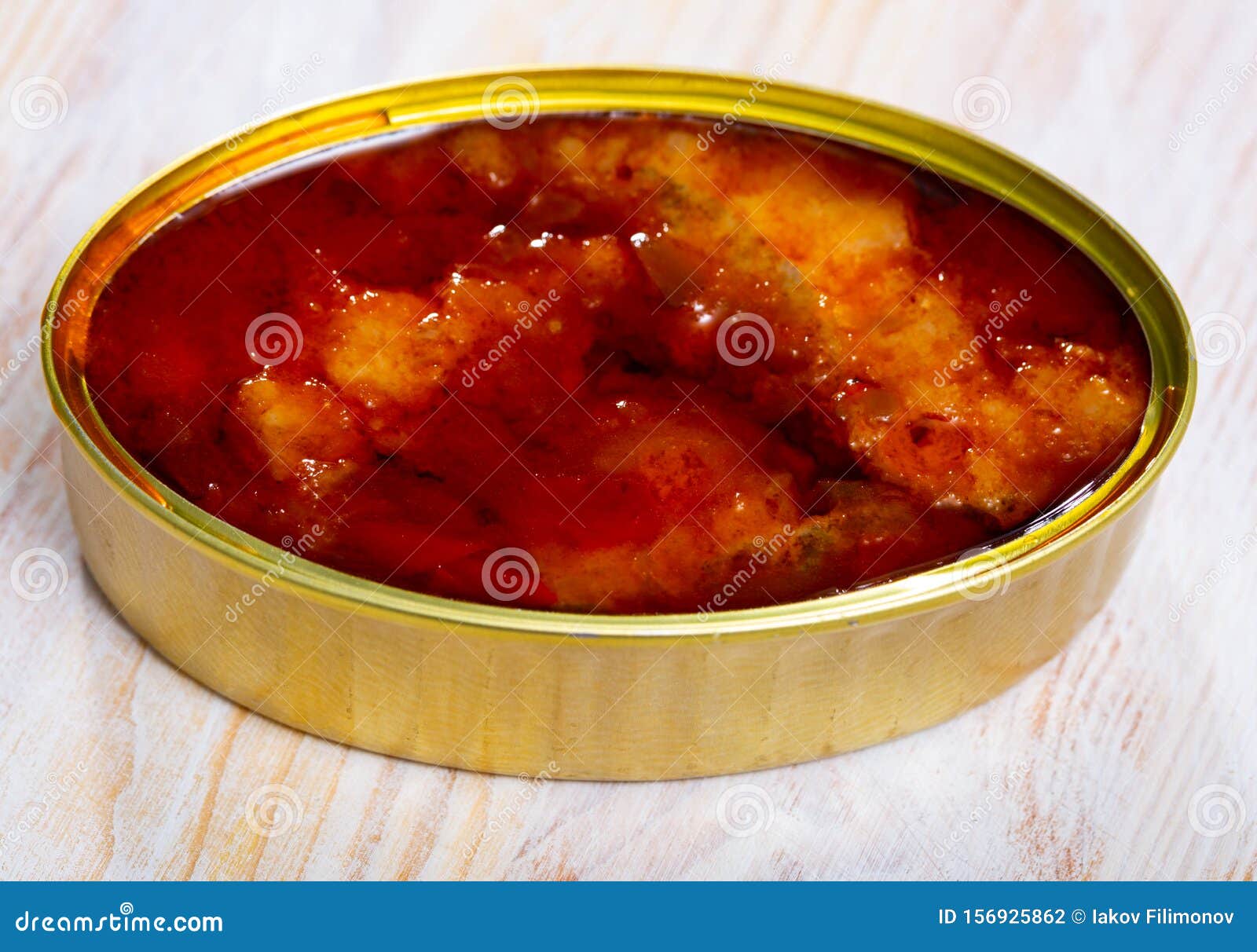 Pickled Cod in Tomato Sauce in Open Tin Can, Nobody Stock Photo - Image ...