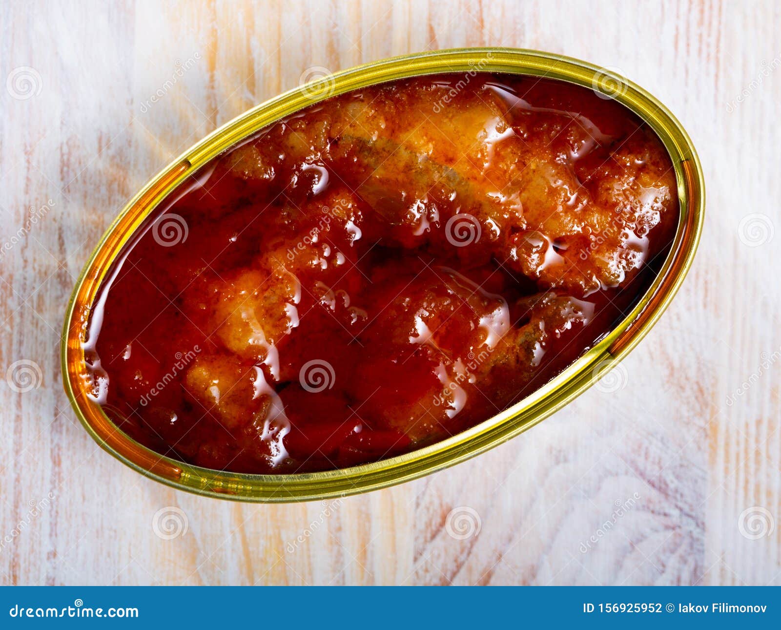 Pickled Cod in Tomato Sauce in Open Tin Can, Nobody Stock Photo - Image ...