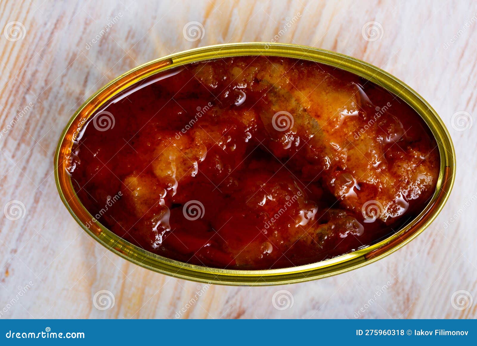 Pickled Cod in Tomato Sauce in Open Tin Can, Nobody Stock Photo - Image ...
