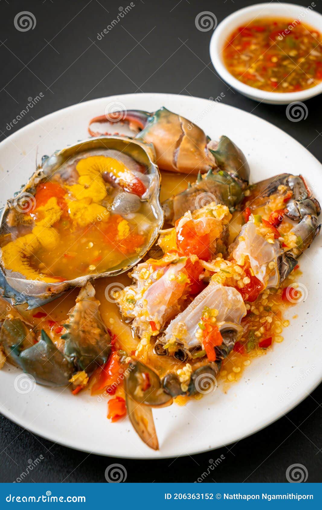 Pickled Crab Eggs with Sauce Stock Photo - Image of restaurant, plate ...